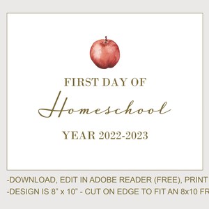 Editable First Day of Homeschool - INSTANT DOWNLOAD - Printable -back ...