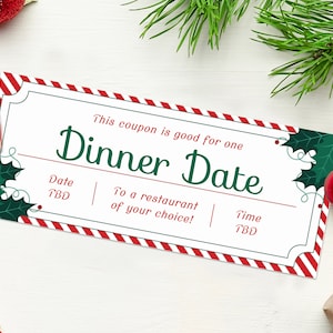 Christmas Dinner Date Gift Voucher - INSTANT DOWNLOAD - EDITABLE Text ...