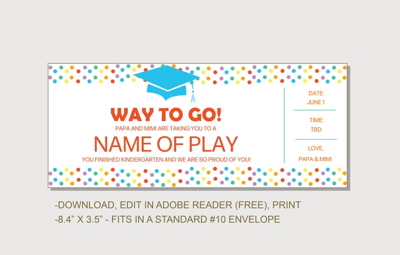 Preschool Kindergarten Gifts Performance Play Coupon - INSTANT DOWNLOAD ...