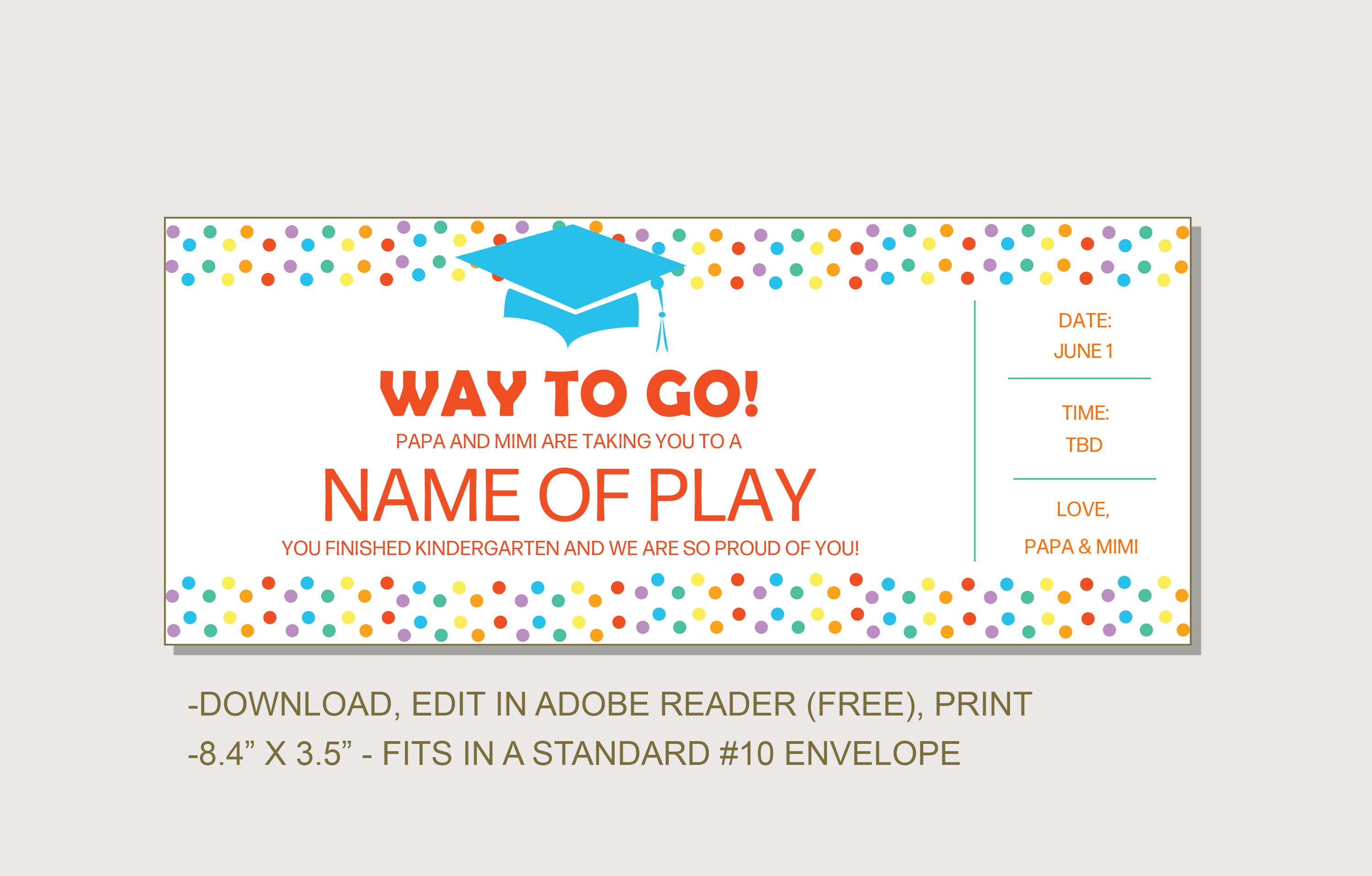 Preschool Kindergarten Gifts Performance Play Coupon - INSTANT DOWNLOAD ...