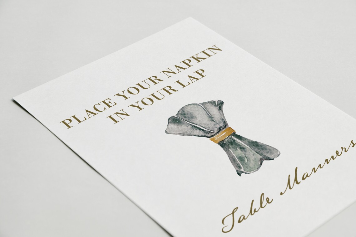 Table Manners Cards - INSTANT DOWNLOAD - NONEDITABLE Text - Printable ...