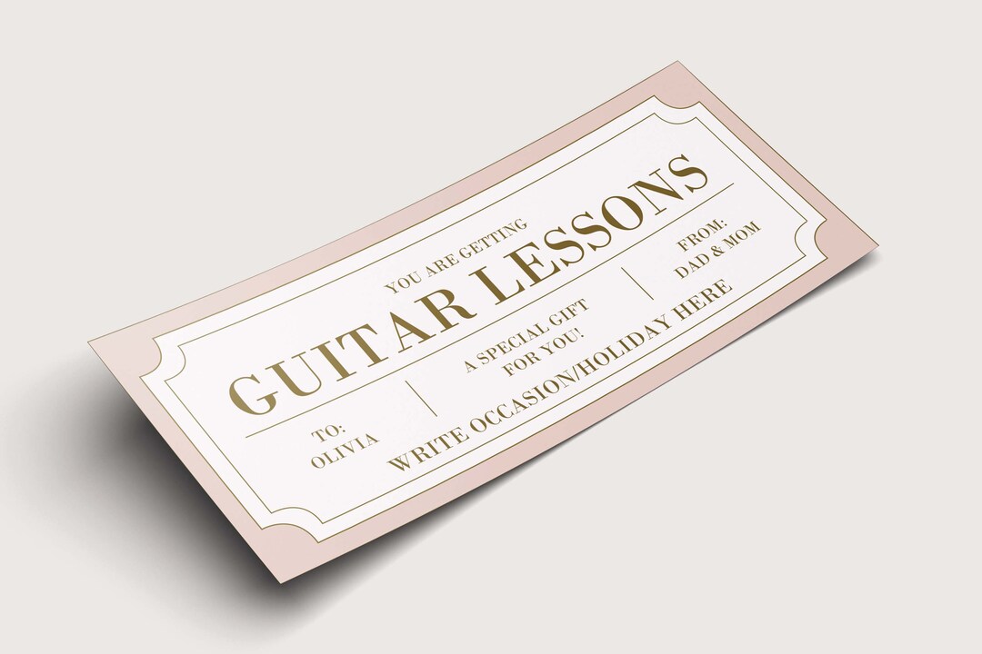 Guitar Lessons Coupon Voucher - INSTANT DOWNLOAD - EDITABLE Text ...