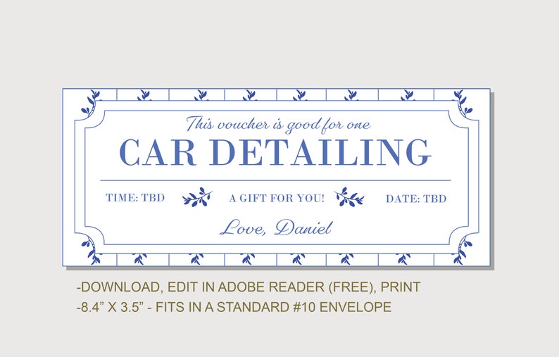 Car Detailing Coupon Voucher INSTANT DOWNLOAD EDITABLE - Etsy