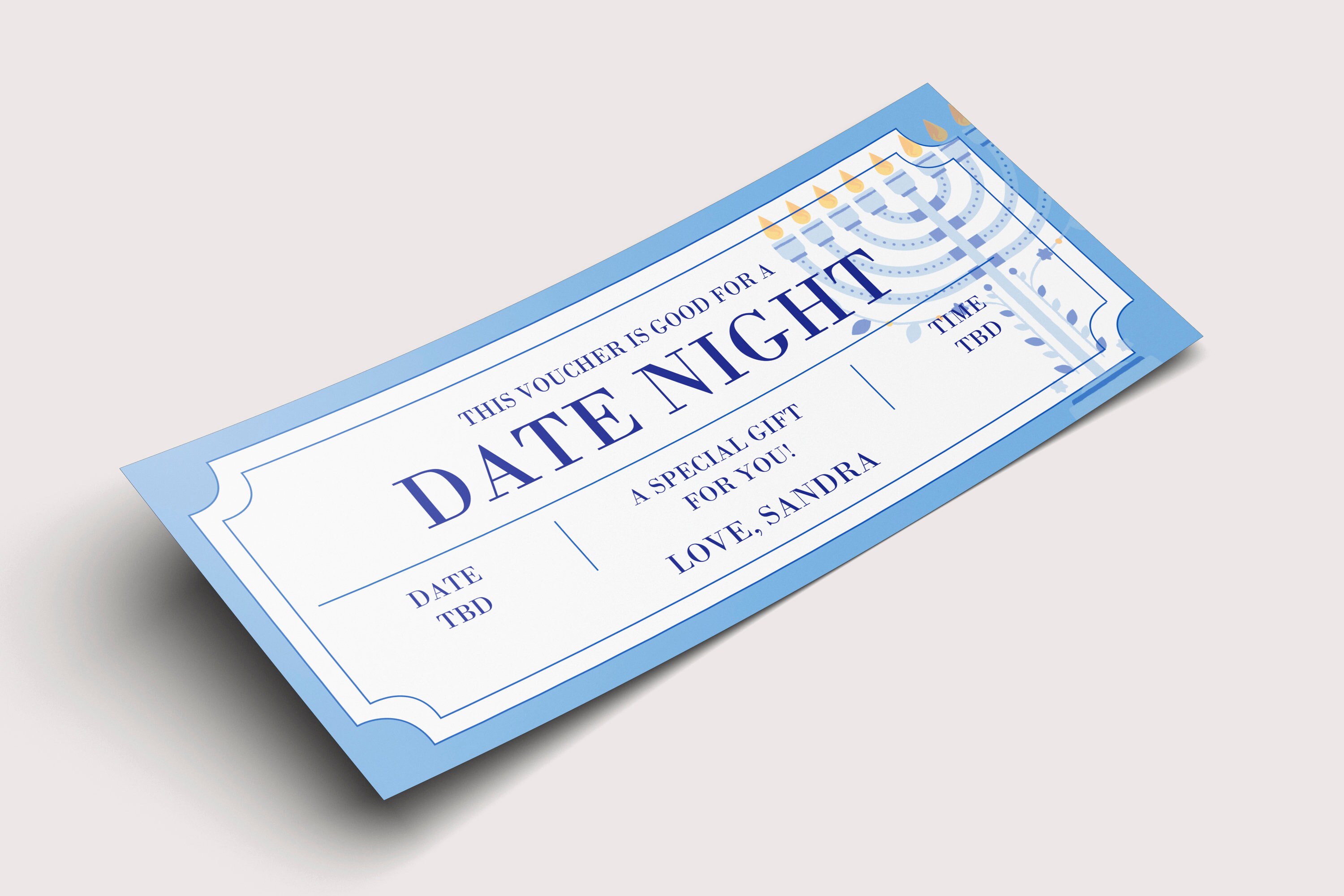 Hanukkah Date Night Gift Voucher - INSTANT DOWNLOAD - EDITABLE Text ...
