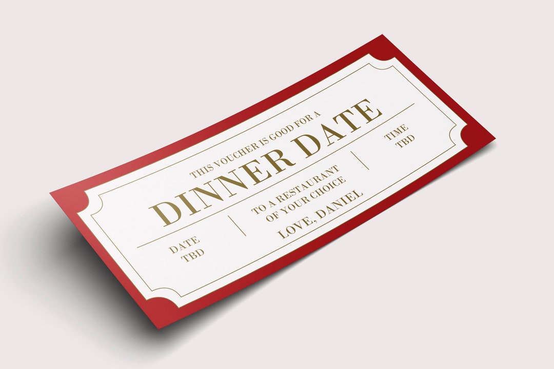Red Dinner Date Coupon Voucher - INSTANT DOWNLOAD - EDITABLE Text ...