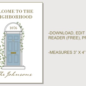 New Neighbor Tag - INSTANT DOWNLOAD - EDITABLE Text - Printable. New ...
