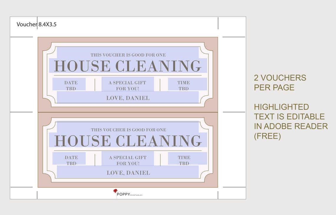 House Cleaning Coupon Voucher - INSTANT DOWNLOAD - EDITABLE Text ...