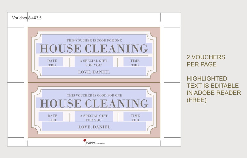House Cleaning Coupon Voucher - INSTANT DOWNLOAD - EDITABLE Text ...