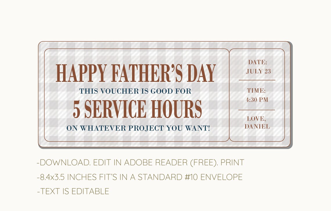 Father's Day Gift Voucher INSTANT DOWNLOAD EDITABLE - Etsy