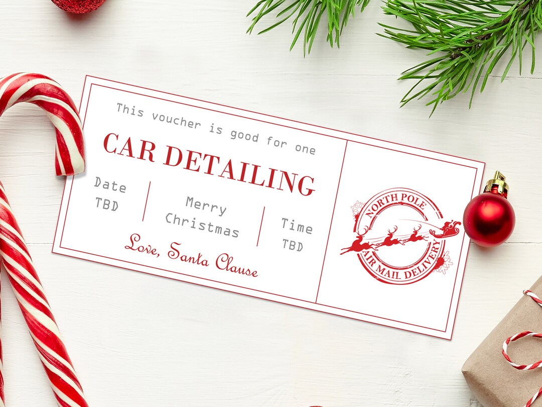 Christmas Car Detailing Gift Certificate Coupon - INSTANT DOWNLOAD ...