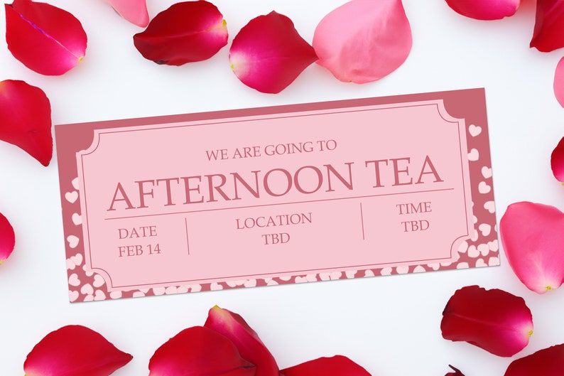 Afternoon Tea Coupon Voucher - INSTANT DOWNLOAD - EDITABLE Text ...
