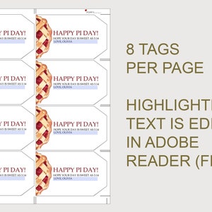 Printable Pi Day Tag - INSTANT DOWNLOAD - EDITABLE Text - Printable ...