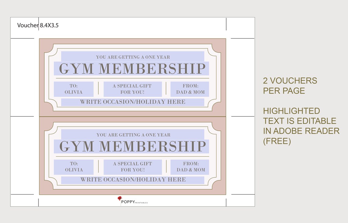 Gym Membership Coupon Voucher INSTANT DOWNLOAD EDITABLE - Etsy