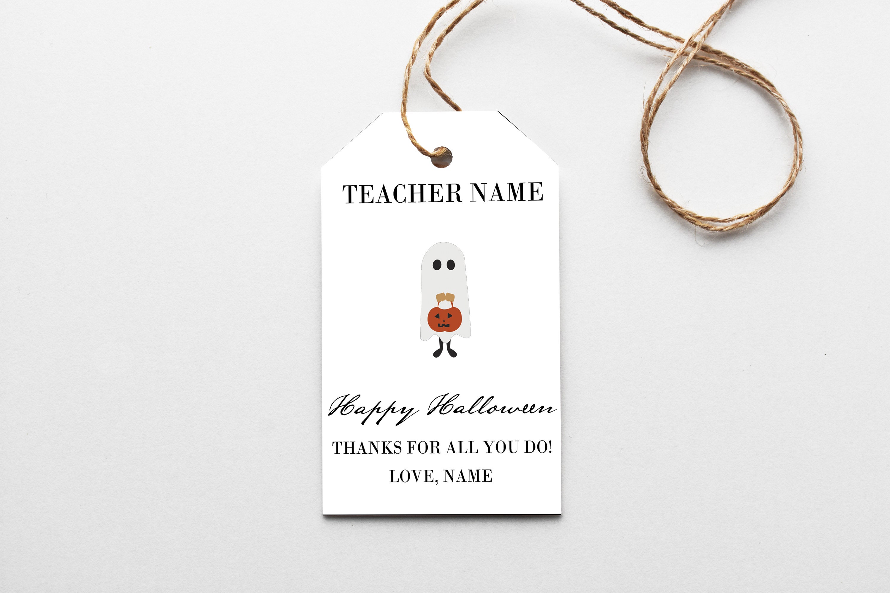 Halloween Teacher Gift Tag - INSTANT DOWNLOAD - Personalize, Happy ...