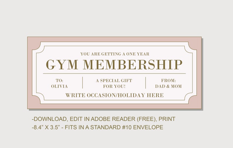 Gym Membership Coupon Voucher INSTANT DOWNLOAD EDITABLE - Etsy