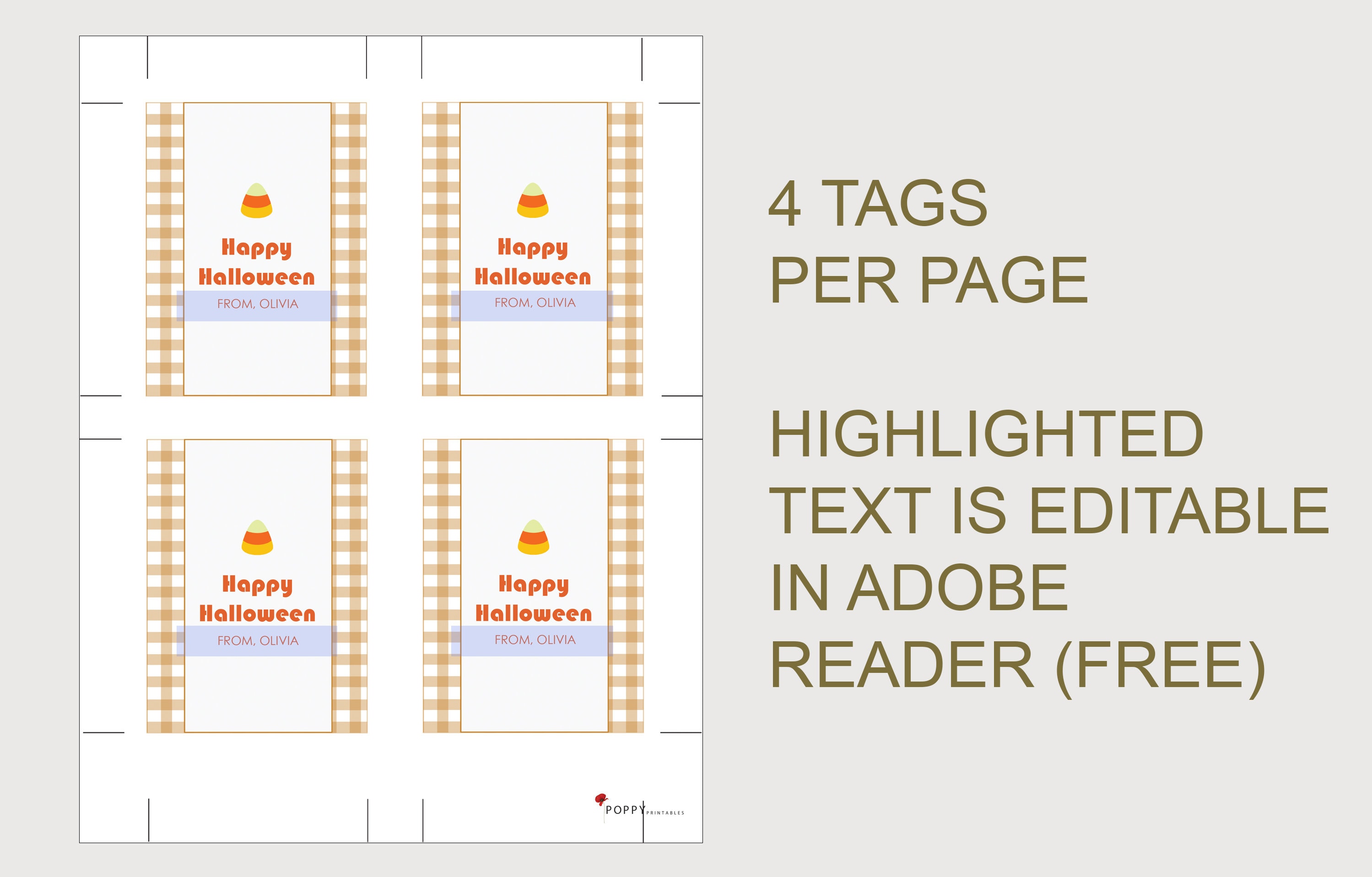 Halloween Candy Corn Gift Tag - INSTANT DOWNLOAD - Personalize, Happy ...