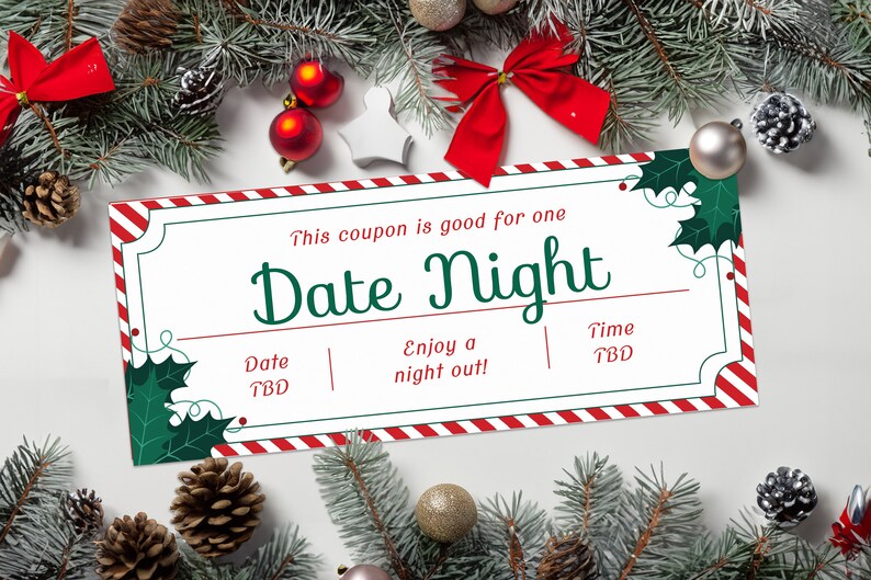 Christmas Date Night Coupon Voucher - INSTANT DOWNLOAD - EDITABLE Text ...