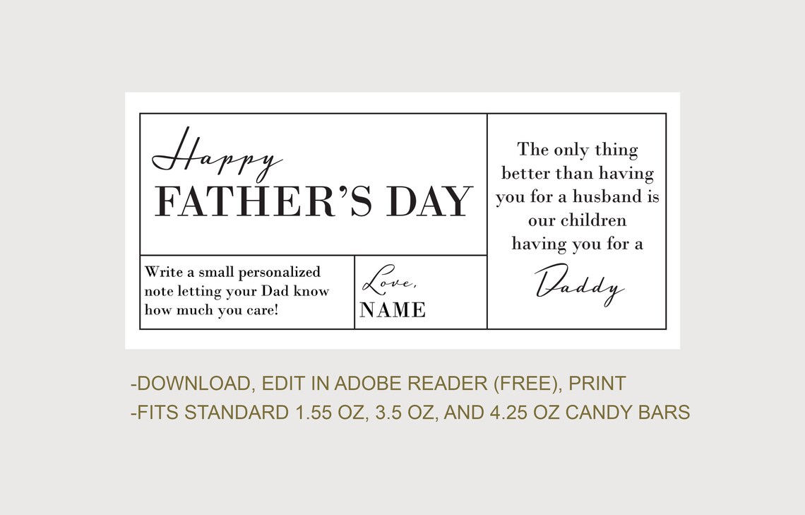 Printable Father's Day Candy Bar Wrapper INSTANT | Etsy