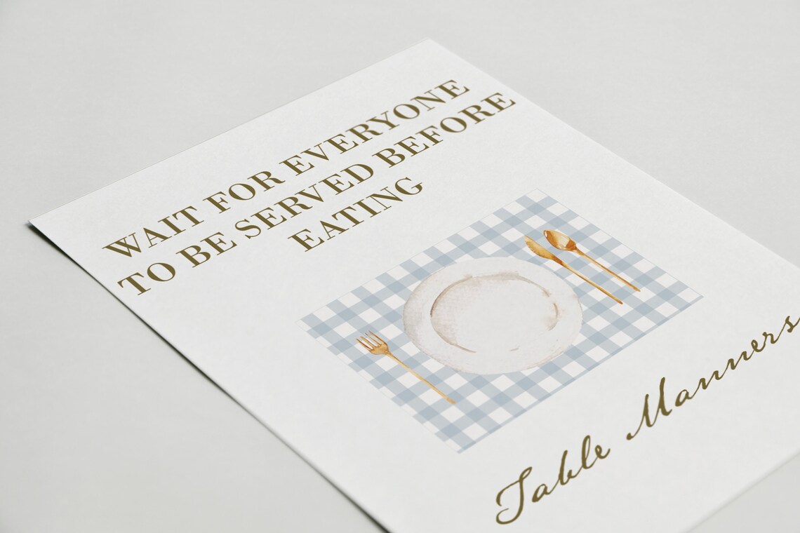 Table Manners Cards INSTANT DOWNLOAD NONEDITABLE Text - Etsy