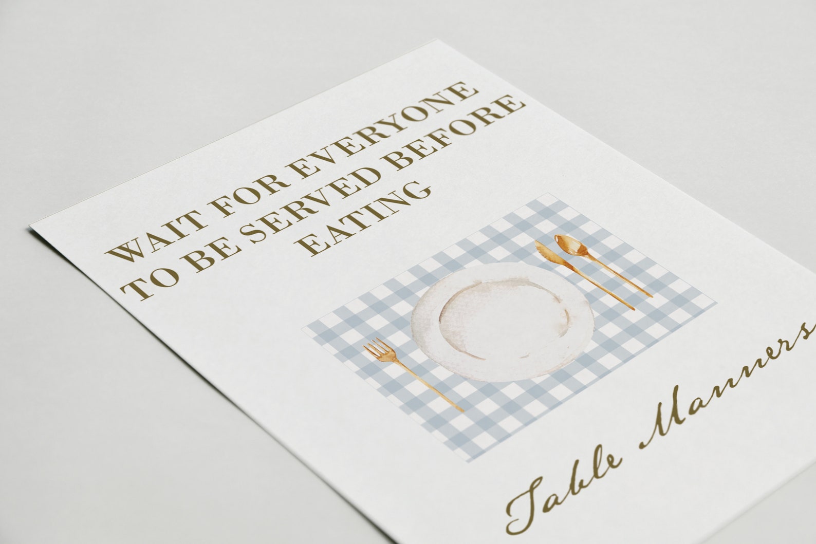 Table Manners Cards INSTANT DOWNLOAD NONEDITABLE Text - Etsy