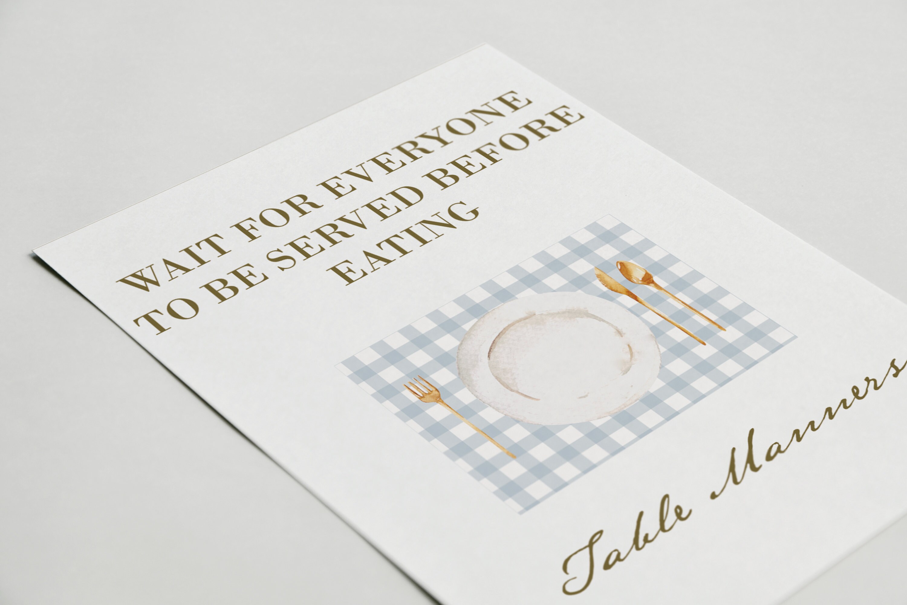 Table Manners Cards - INSTANT DOWNLOAD - NONEDITABLE Text - Printable ...