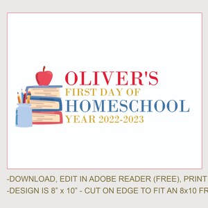 Editable First Day of Homeschool - INSTANT DOWNLOAD - Printable -back ...