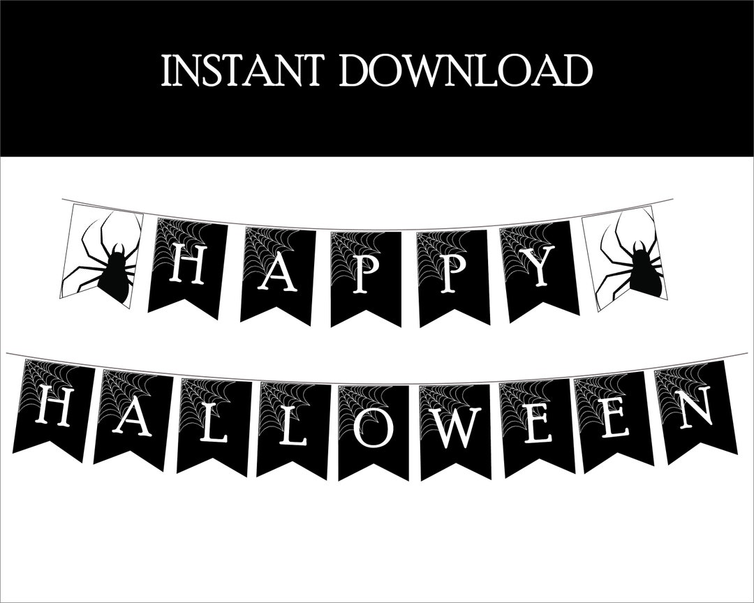 Spider Halloween Banner Printable - INSTANT DOWNLOAD - Non-editable ...