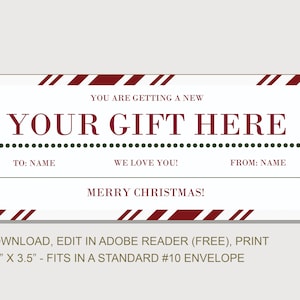 Christmas Your Gift Here Certificate Coupon INSTANT DOWNLOAD EDITABLE ...