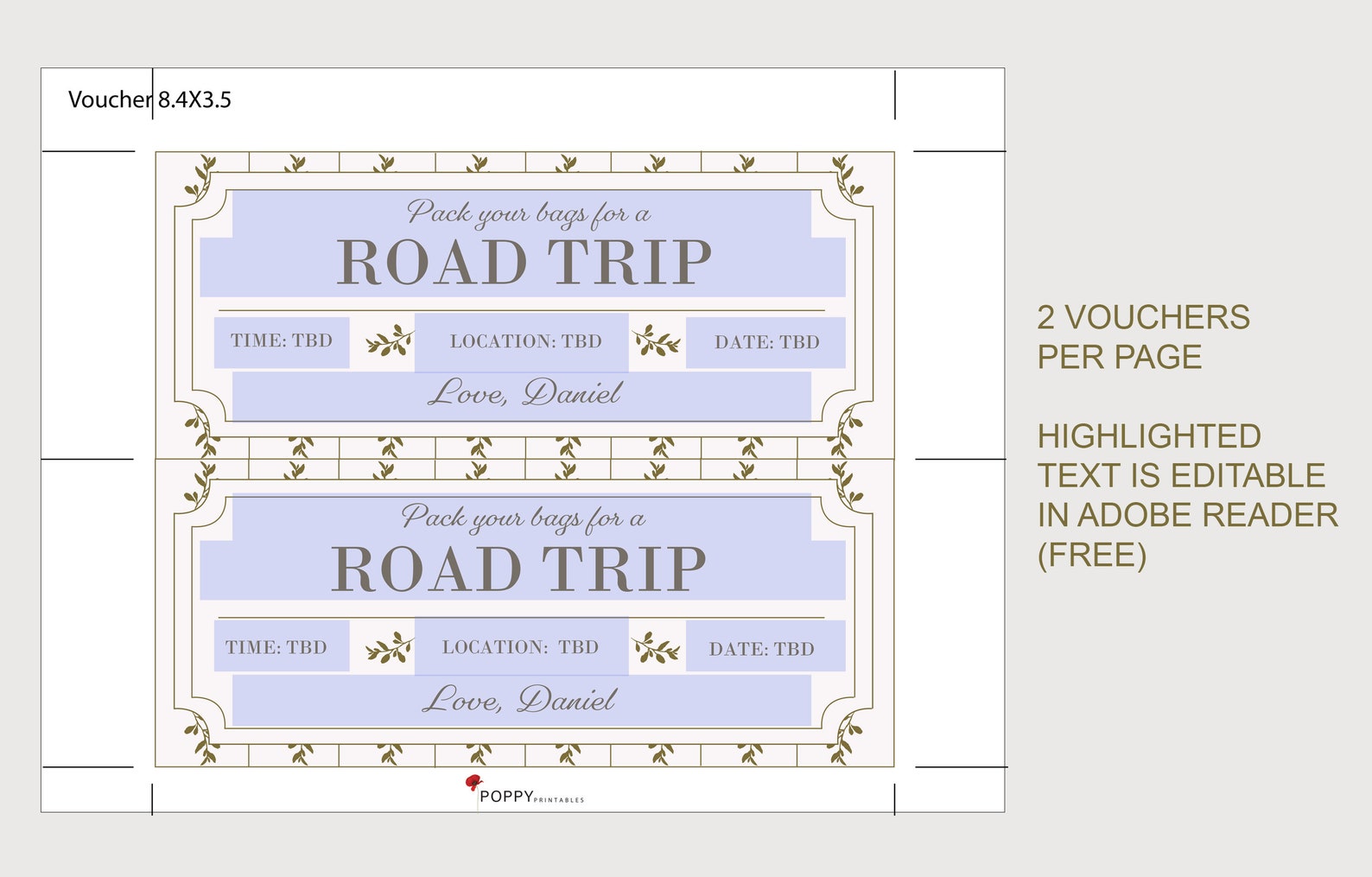 Road Trip Coupon Voucher INSTANT DOWNLOAD EDITABLE Text - Etsy