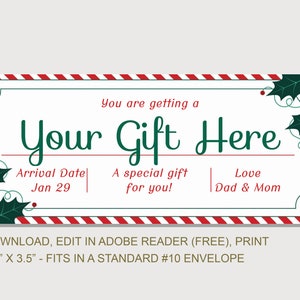 Christmas Your Gift Here Certificate Coupon - INSTANT DOWNLOAD ...