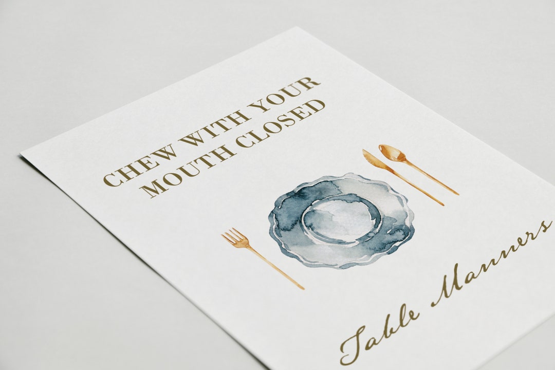 Table Manners Cards - INSTANT DOWNLOAD - NONEDITABLE Text - Printable ...