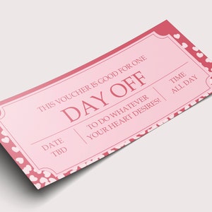 Day off Coupon Certificate - INSTANT DOWNLOAD - EDITABLE Text ...