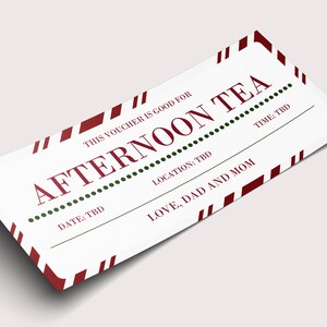 Christmas Afternoon Tea Voucher Download - INSTANT DOWNLOAD - EDITABLE ...