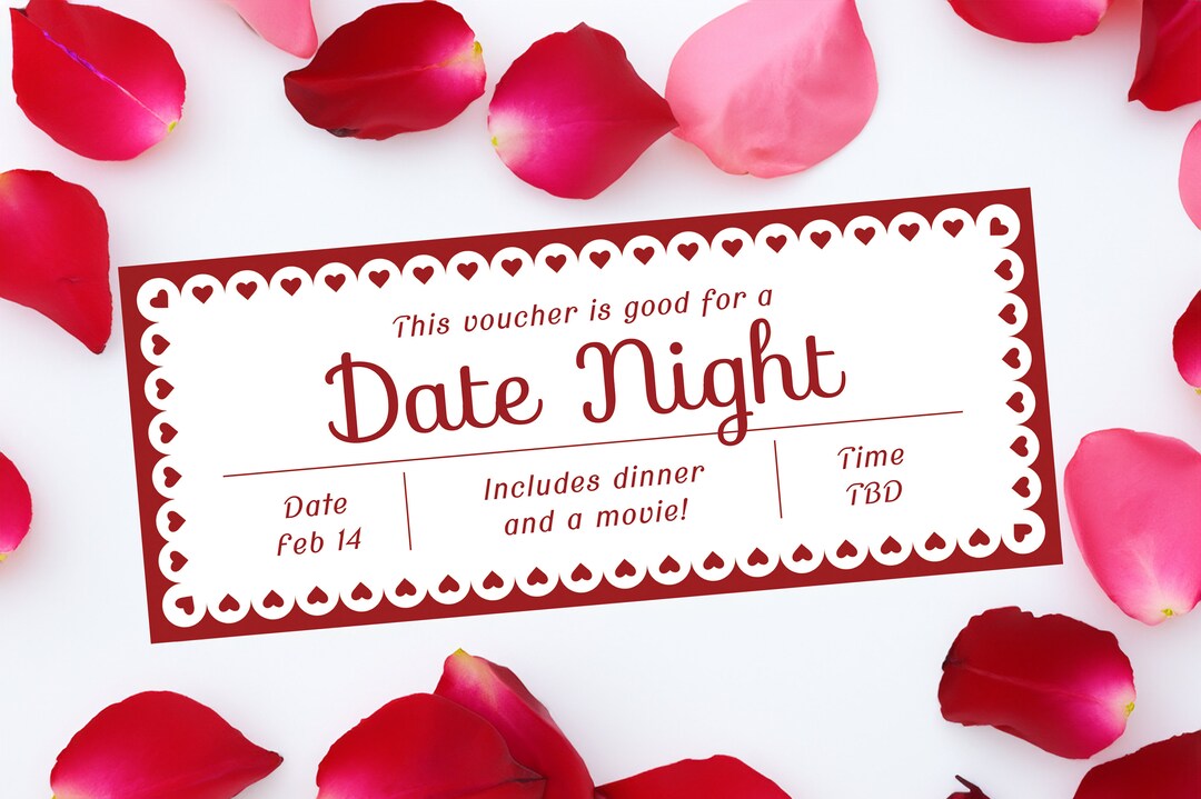 Valentine's Day Date Night Gift Voucher - INSTANT DOWNLOAD - EDITABLE ...