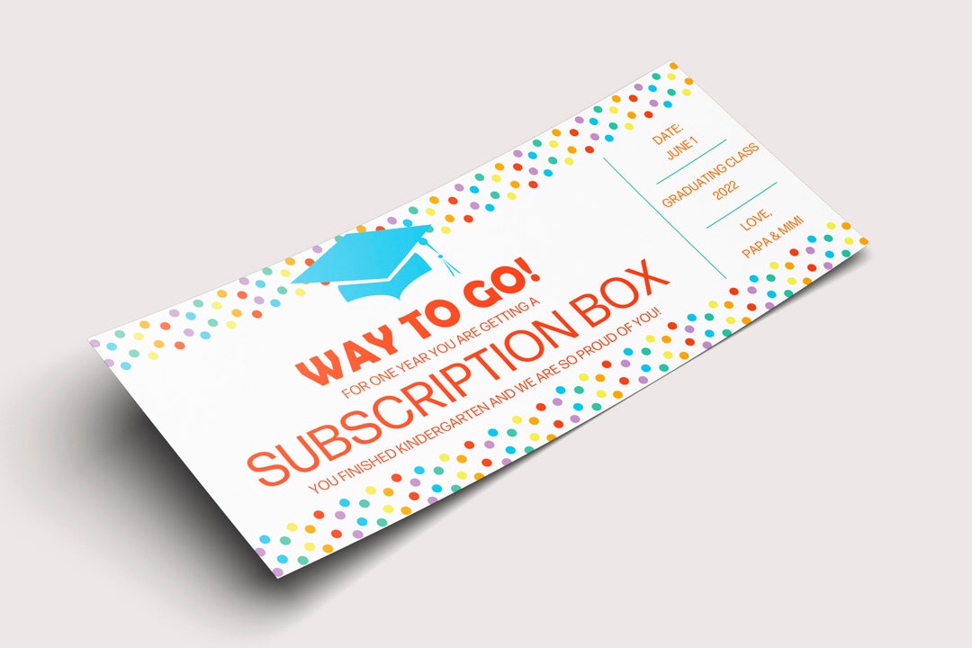 Preschool Kindergarten Graduation Subscription Box Coupon - INSTANT ...