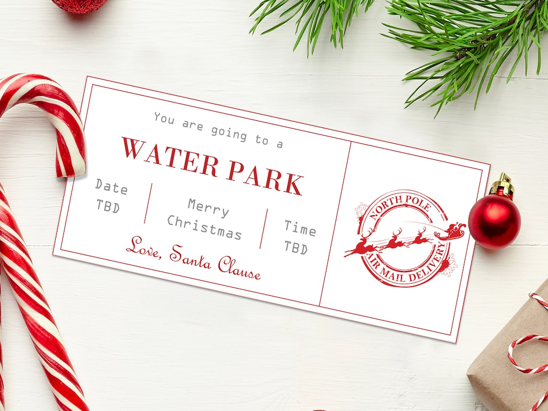 Christmas Water Park Gift Voucher INSTANT DOWNLOAD EDITABLE Text ...
