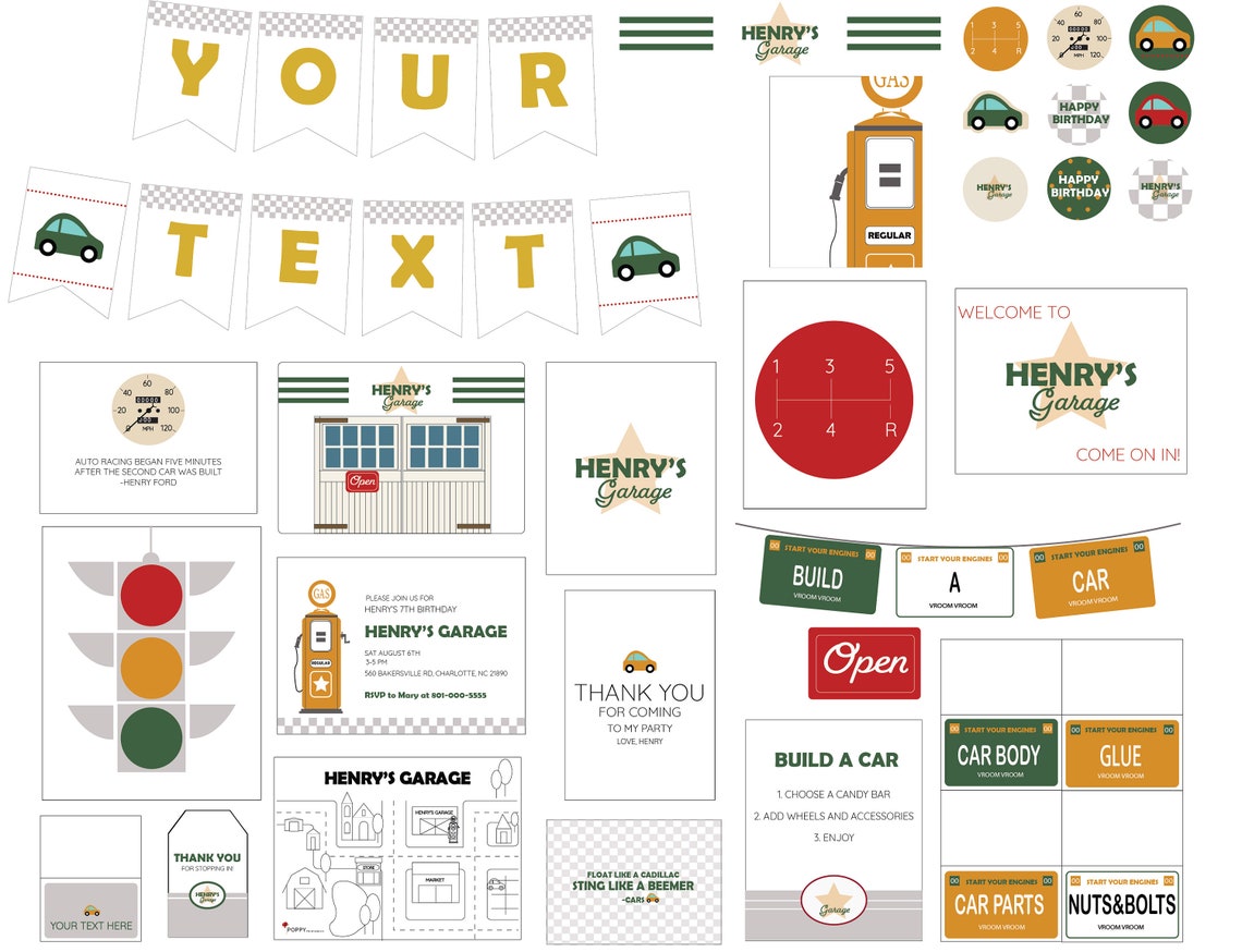Classic Car Party Printable Bundle INSTANT DOWNLOAD - Etsy