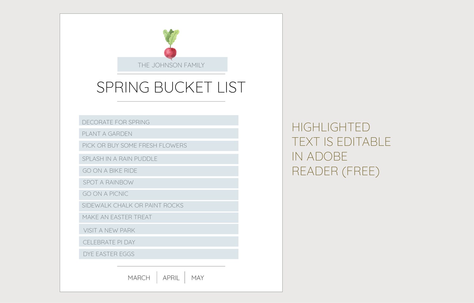 EDITABLE Spring Bucket List Printable INSTANT DOWNLOAD You - Etsy