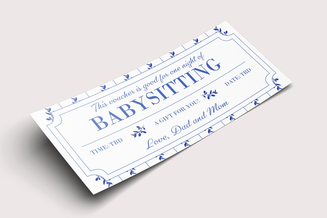 Babysitting Coupon Voucher - INSTANT DOWNLOAD - EDITABLE Text ...