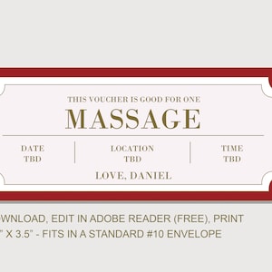 Massage Gift Voucher - INSTANT DOWNLOAD - EDITABLE Text - Printable ...