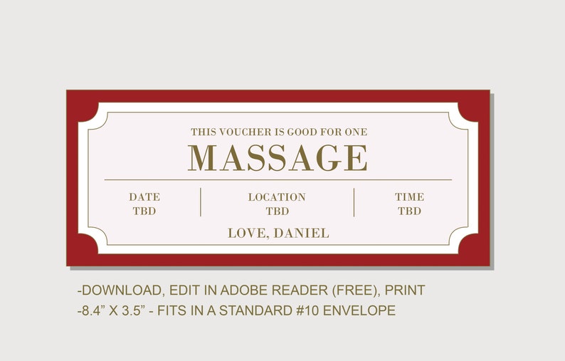 Massage Gift Voucher INSTANT DOWNLOAD EDITABLE Text - Etsy