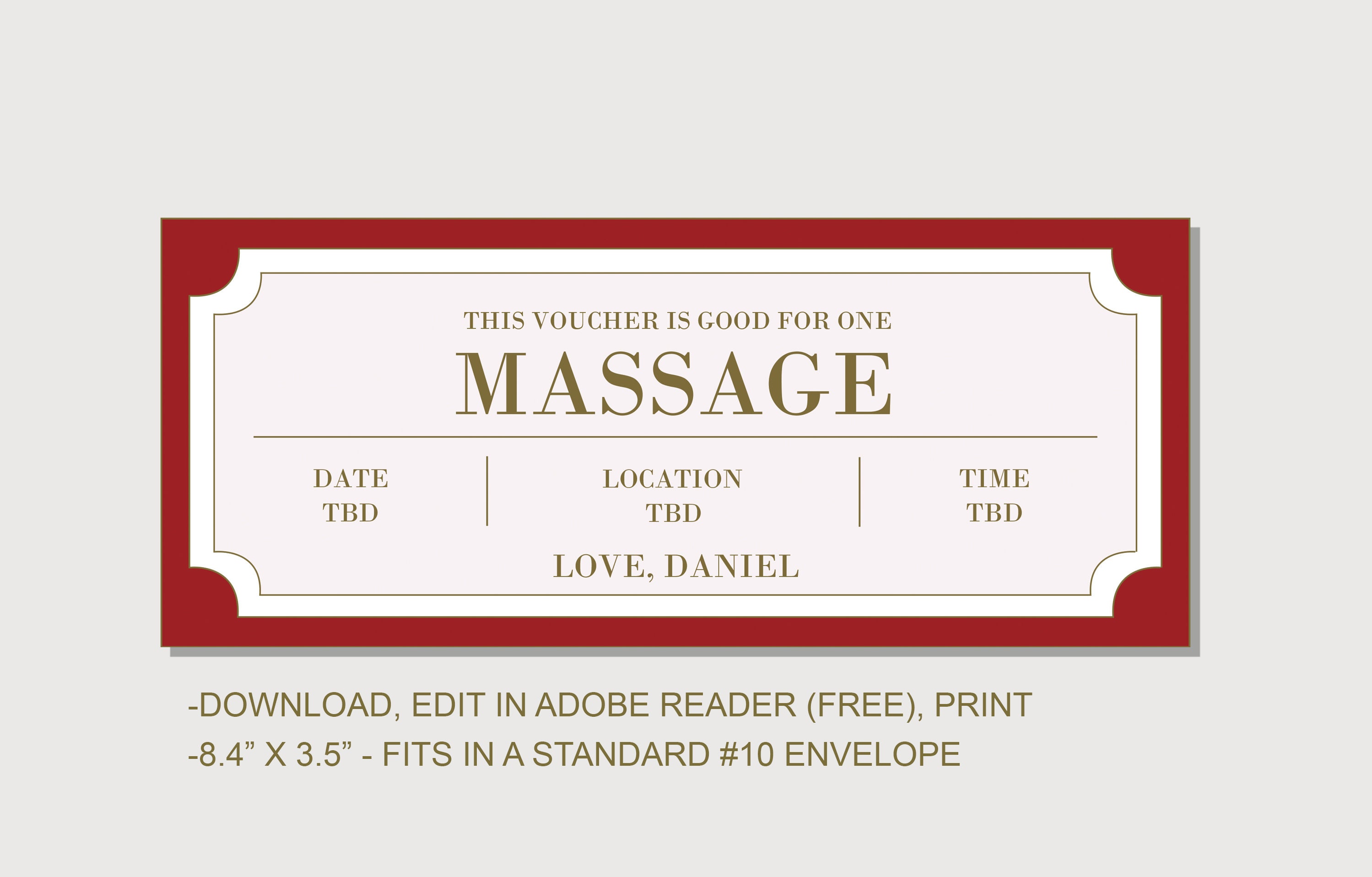 Massage Gift Voucher INSTANT DOWNLOAD EDITABLE Text - Etsy Australia
