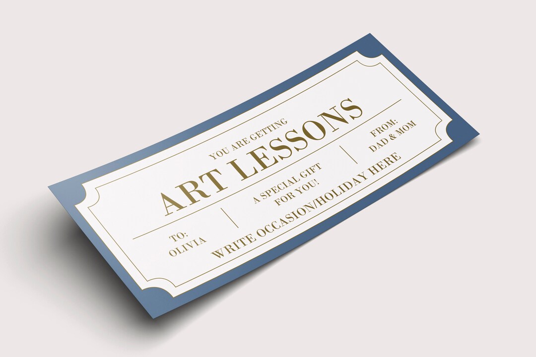 Art Lessons Coupon Voucher - INSTANT DOWNLOAD - EDITABLE Text ...