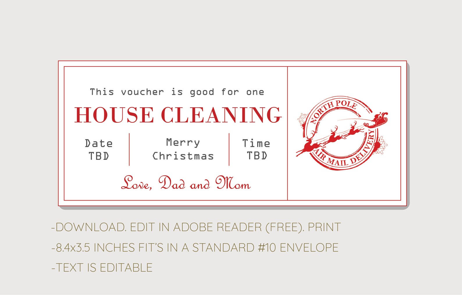 Christmas House Cleaning Coupon - INSTANT DOWNLOAD - EDITABLE Text ...