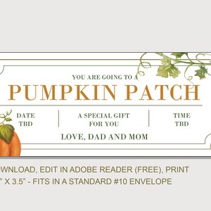EDITABLE Halloween Activity Pumpkin Patch Gift Certificate Coupon ...