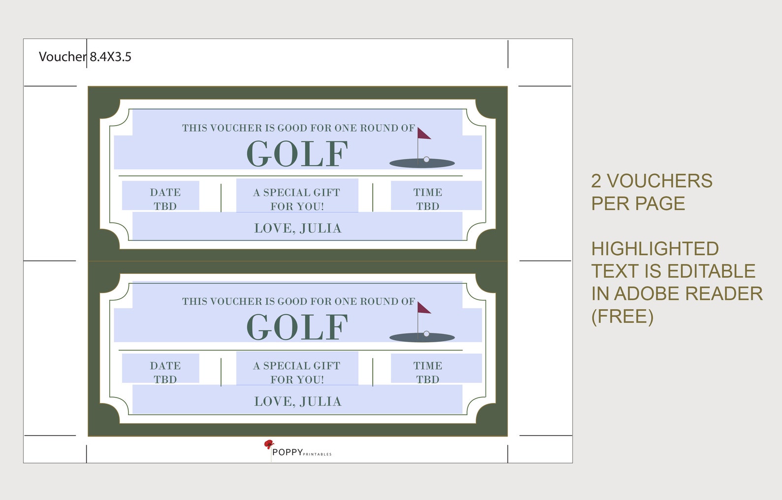 Golf Gift Certificate Coupon INSTANT DOWNLOAD EDITABLE - Etsy