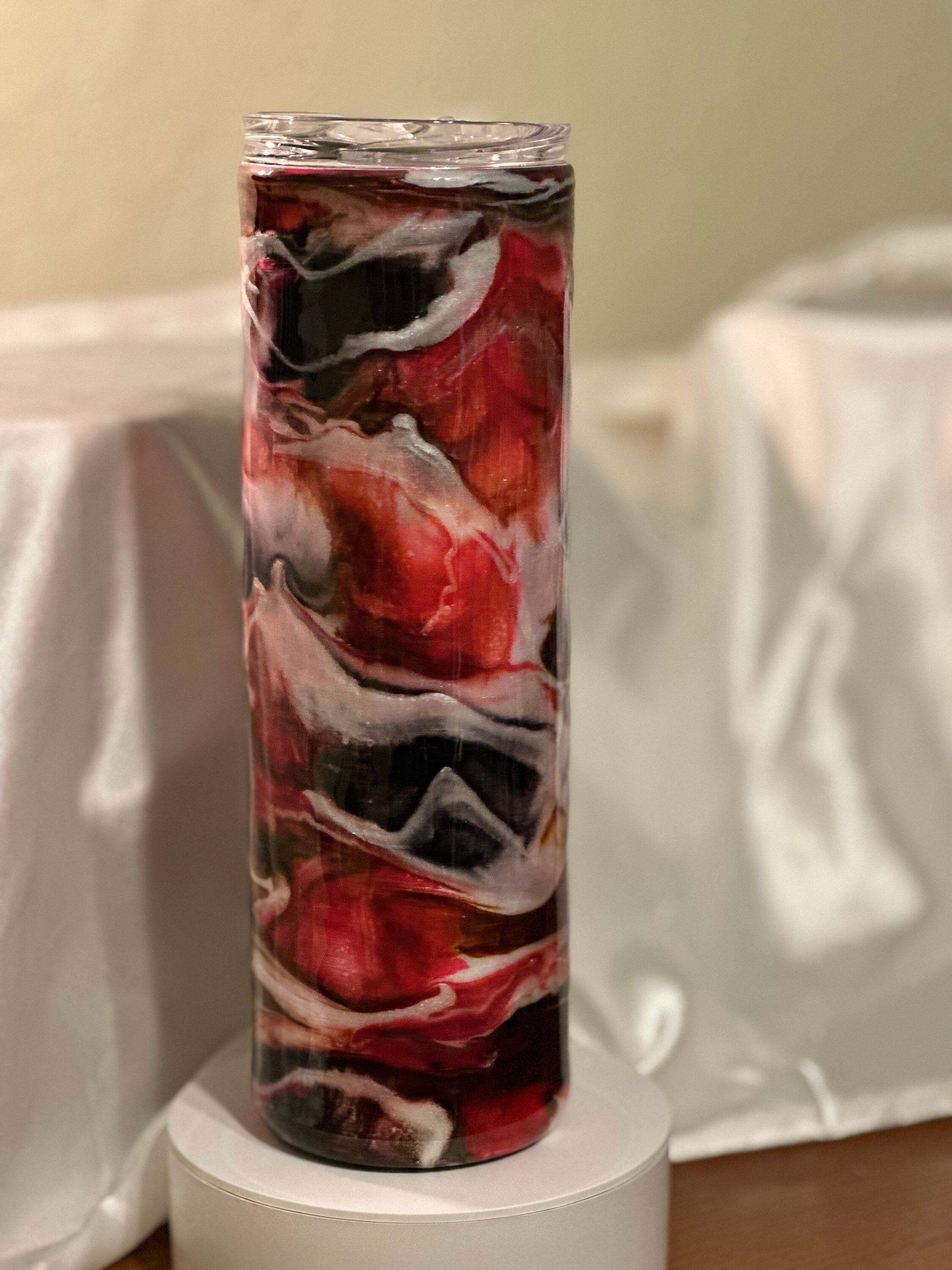 Celestial Sips: Handmade Red Galaxy Alcohol Ink Tumbler - Etsy