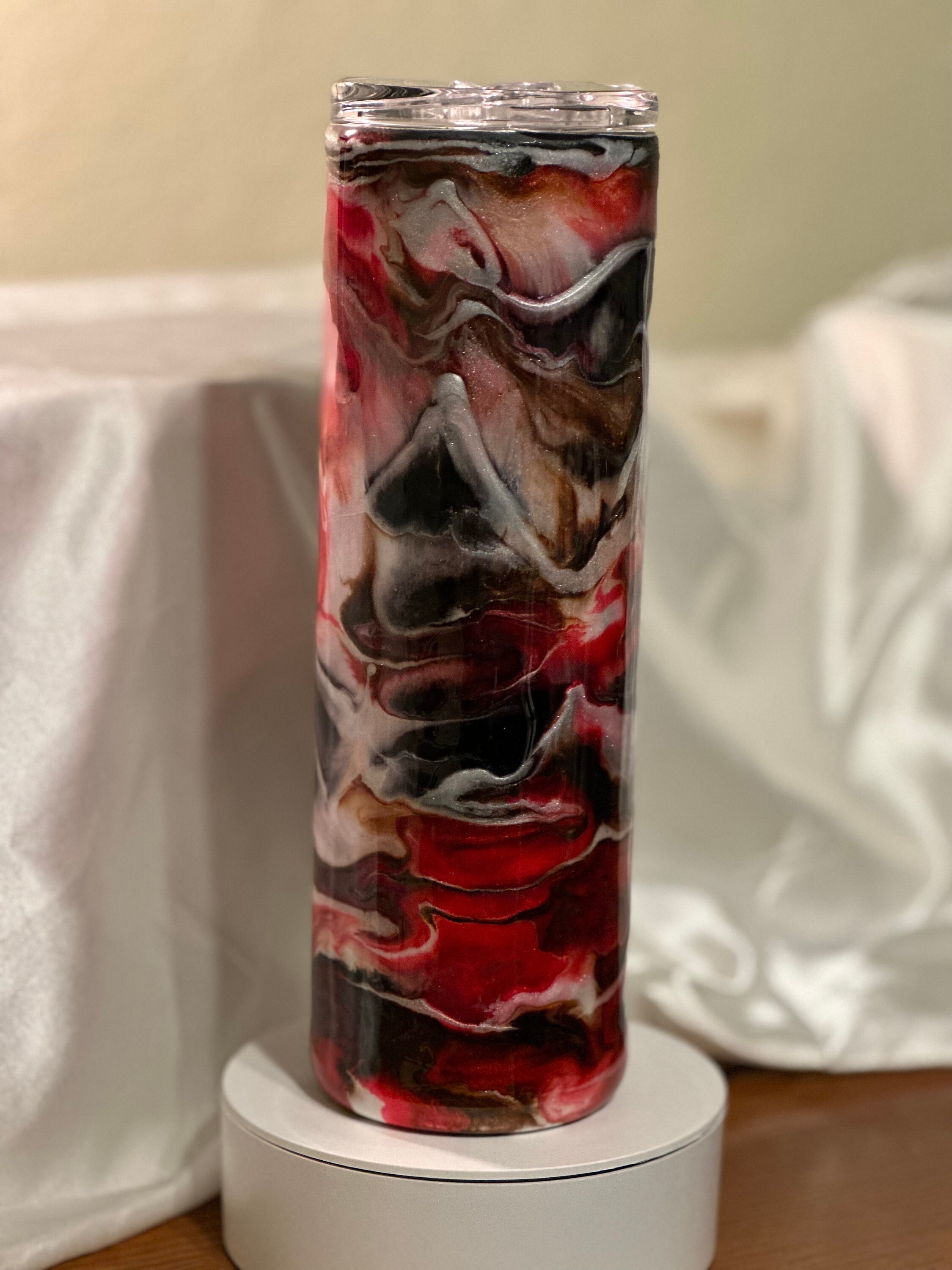 Celestial Sips: Handmade Red Galaxy Alcohol Ink Tumbler - Etsy