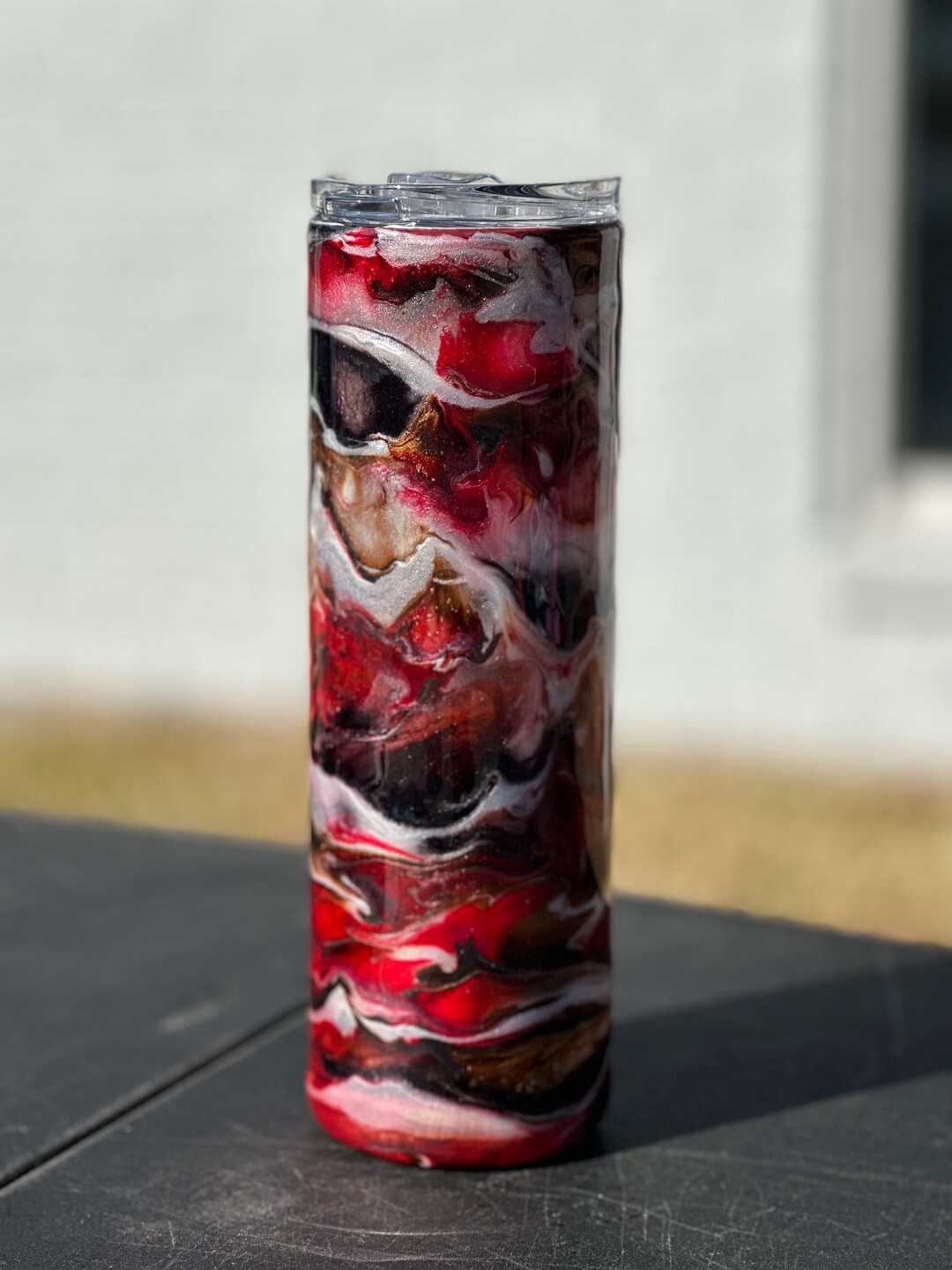 Celestial Sips: Handmade Red Galaxy Alcohol Ink Tumbler - Etsy