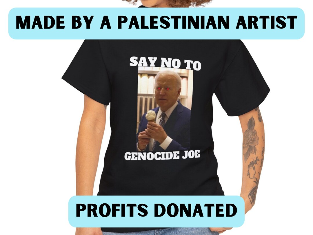 Genocide Joe Biden Eating Ice Cream Black T-shirt CEASEFIRE Now ...